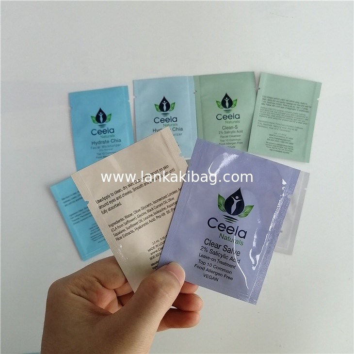 Cosmetic 3 Side Seal Sample Bag Aluminum foil sample sachets cream ...