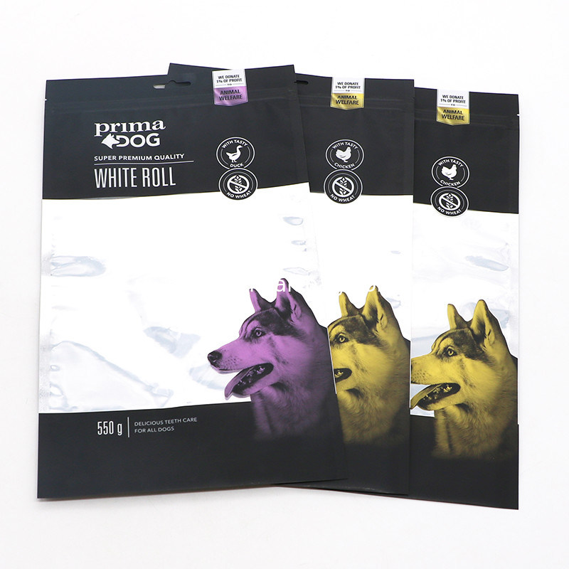 high quality custom resealable zip lock dog treats snack package with ...
