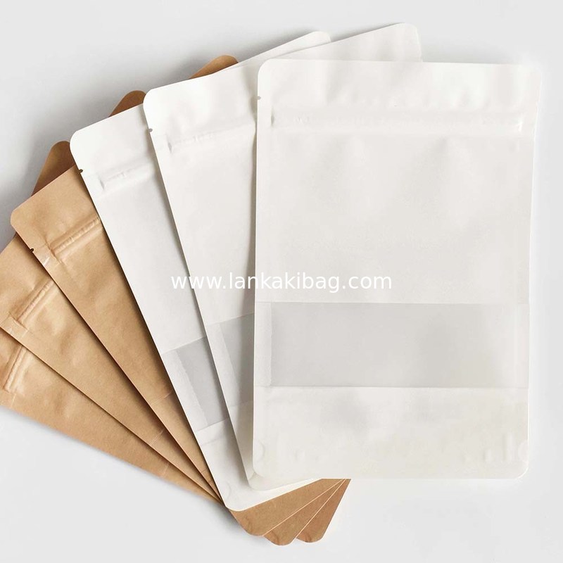 Kraft Paper Sachet Stand Up Pouch Kraft Paper Bag With Window, Sachet ...