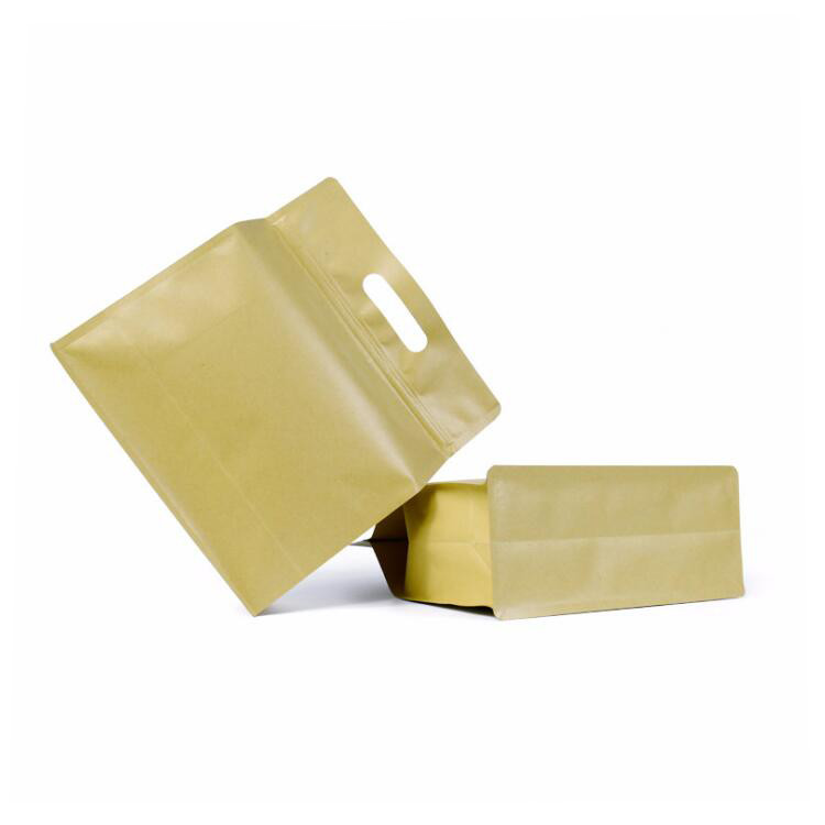Stand Up 25x11x29.5cm Matte Kraft Paper Zipper Bag With Handle and Flat ...